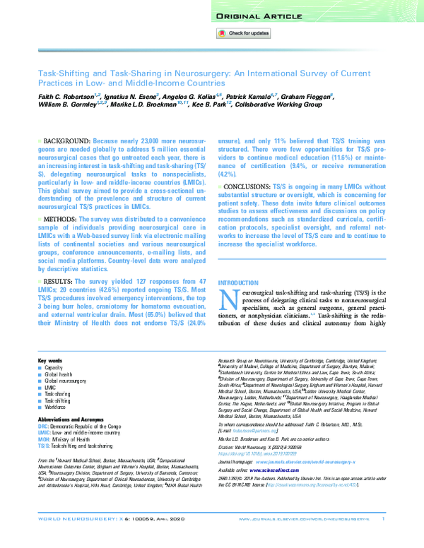 (PDF) Task-shifting and task-sharing in neurosurgery: An international ...