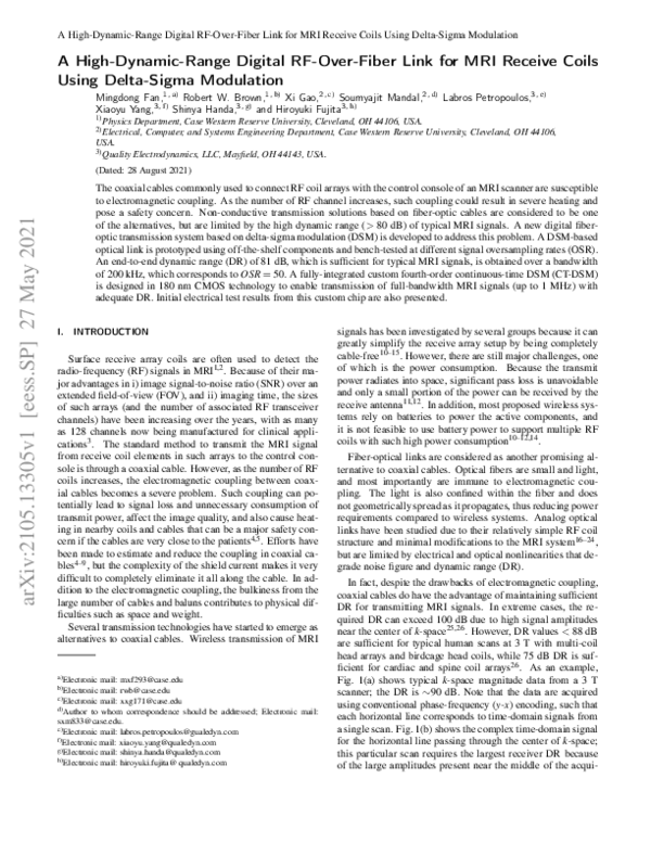 (PDF) A high-dynamic-range digital RF-over-fiber link for MRI receive ...