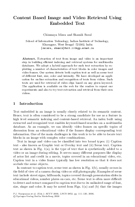 (PDF) Content based image and video retrieval using embedded text