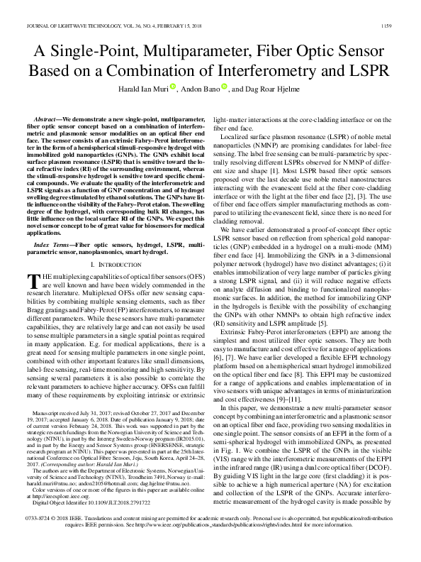 (PDF) A Single-Point, Multiparameter, Fiber Optic Sensor Based on a Combination of ...