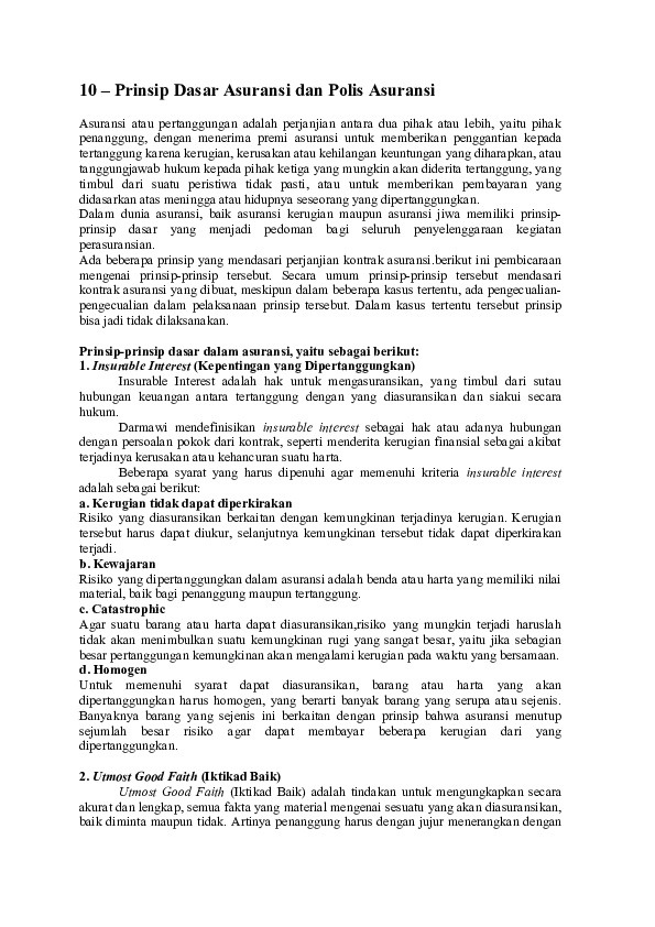(DOC) -Prinsip Dasar Asuransi dan Polis Asuransi