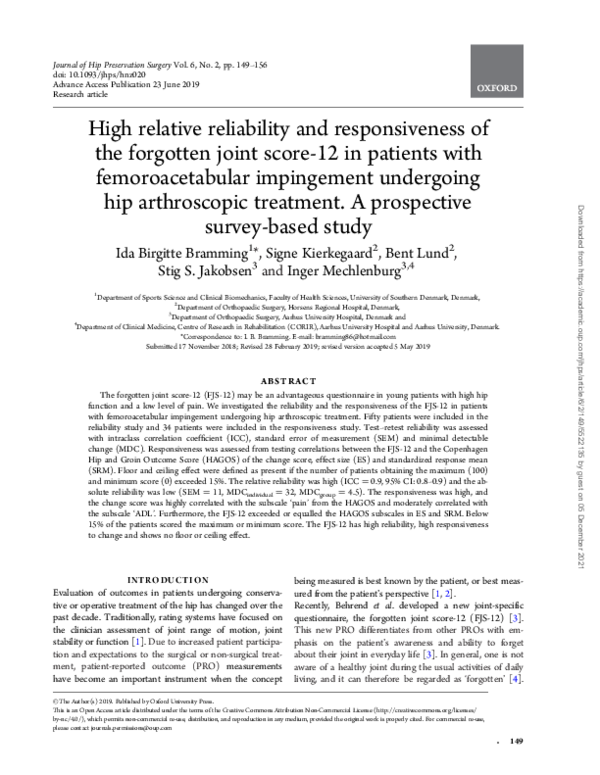(PDF) High relative reliability and responsiveness of the forgotten ...