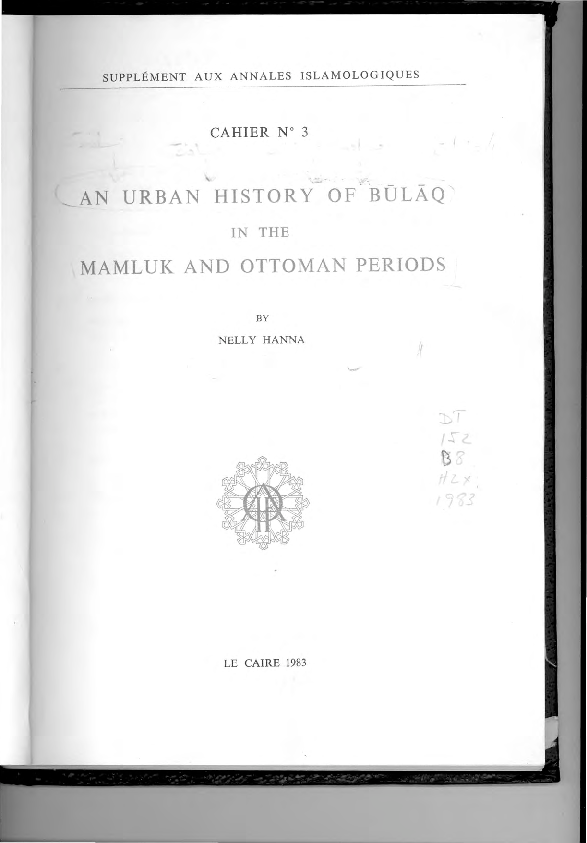 (PDF) An Urban History of Bulaq in the Mamluk and Ottoman Periods