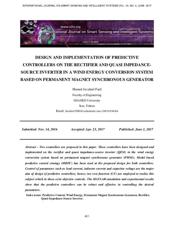 Pdf Design And Implementation Of Predictive Control Algorithm For