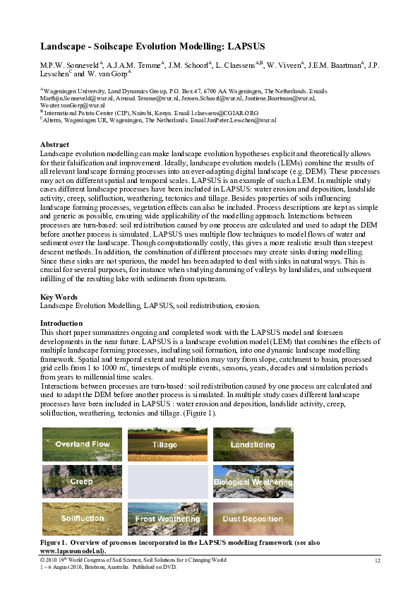 (PDF) Landscape-Soilscape Evolution Modelling: LAPSUS