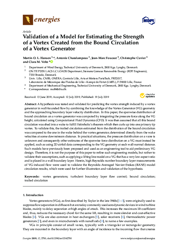 (PDF) Validation of a Model for Estimating the Strength of a Vortex ...