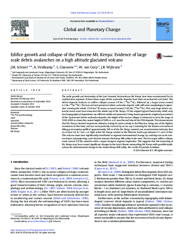 (PDF) Edifice growth and collapse of the Pliocene Mt. Kenya: Evidence ...