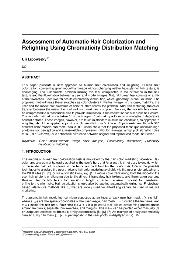 (PDF) Hair Colorization and Relighting via Chromaticity Matching