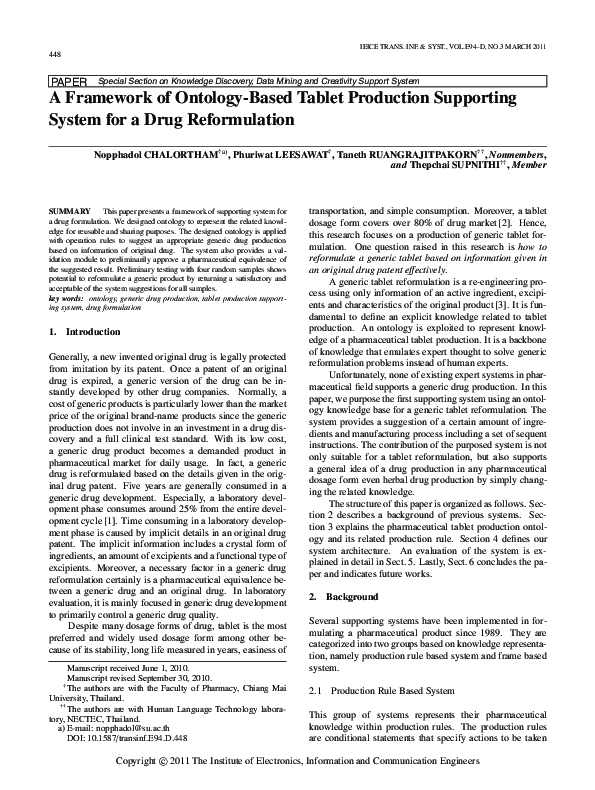 (PDF) A Framework of Ontology-Based Tablet Production Supporting System ...