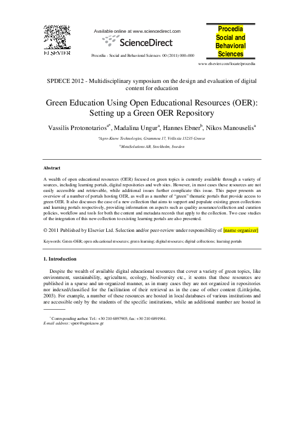 (PDF) Green education using open educational resources (OER): setting ...