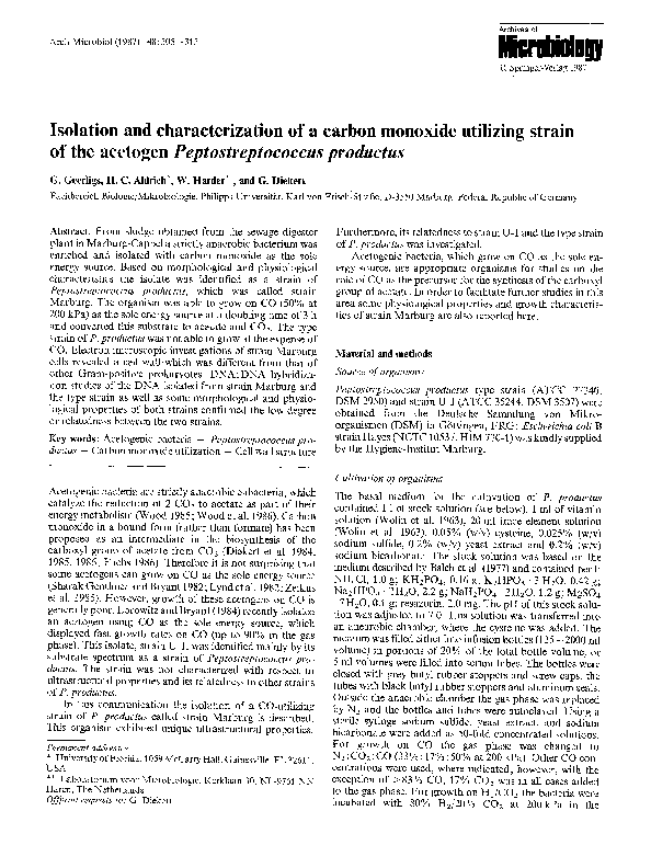 (PDF) Isolation and characterization of a carbon monoxide utilizing ...