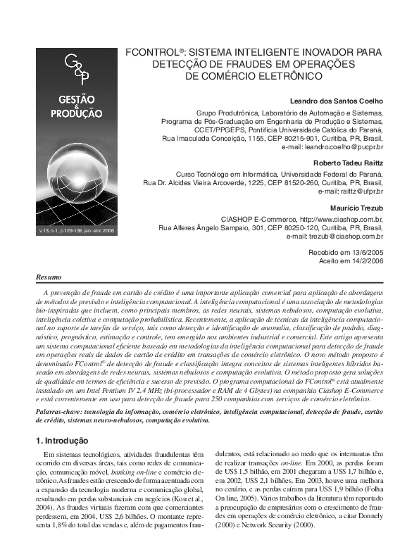 (PDF) FControl®: an innovative intelligent system for fraud detection ...