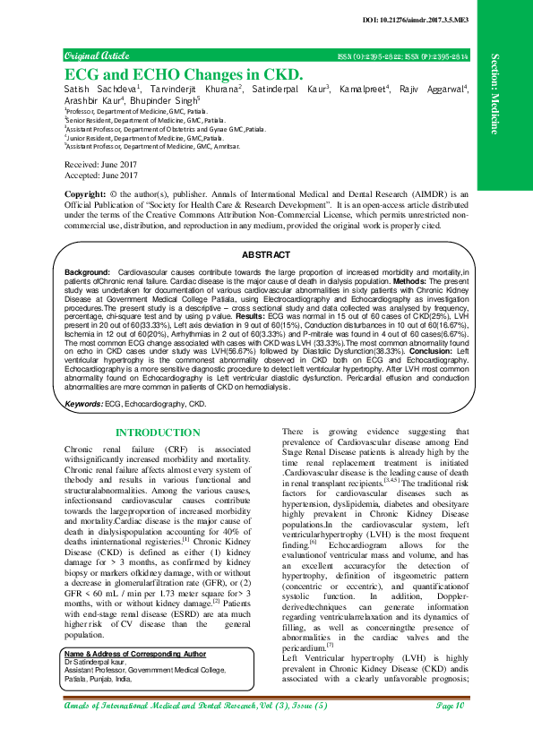 (PDF) ECG and ECHO Changes in CKD