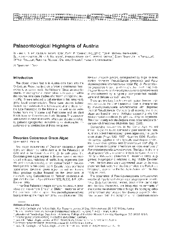 (PDF) Palaeontological highlights of Austria