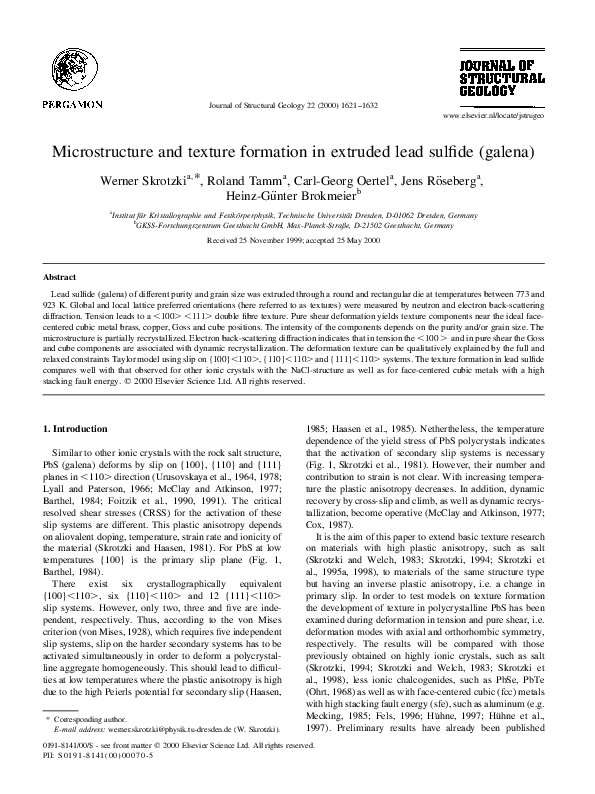 (PDF) Microstructure and texture formation in extruded lead sulfide ...