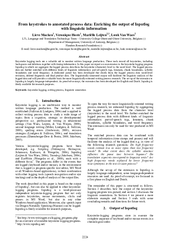 (PDF) From keystrokes to annotated process data: Enriching the output of Inputlog with ...