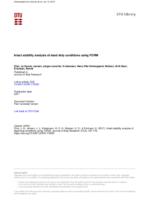 (PDF) Intact Stability Analysis of Dead Ship Conditions using FORM