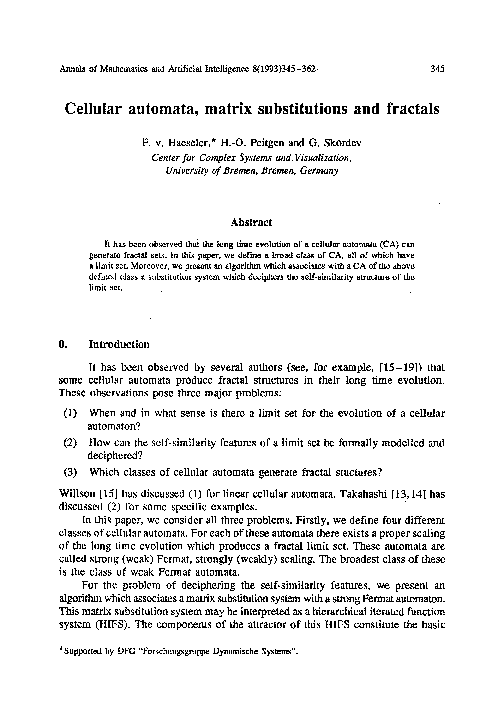 Pdf Cellular Automata Matrix Substitutions And Fractals