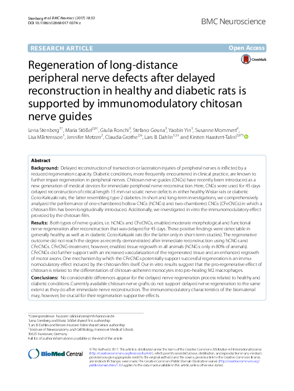 (PDF) Regeneration of long-distance peripheral nerve defects after ...