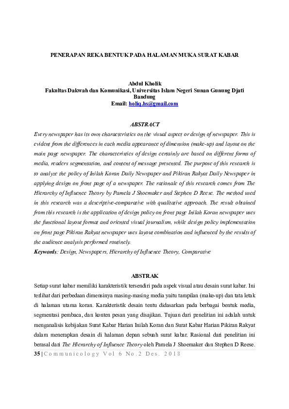 (PDF) Penerapan Reka Bentuk Pada Halaman Muka Surat Kabar | Abdul ...