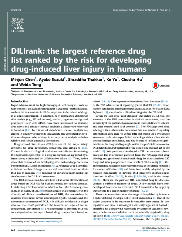 (PDF) DILIrank: the largest reference drug list ranked by the risk for ...