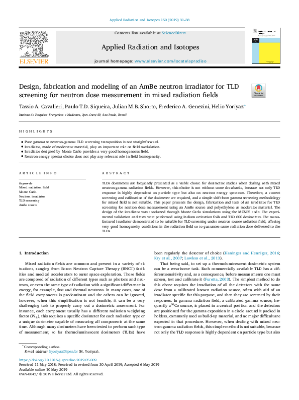 (PDF) Design, fabrication and modeling of an AmBe neutron irradiator ...