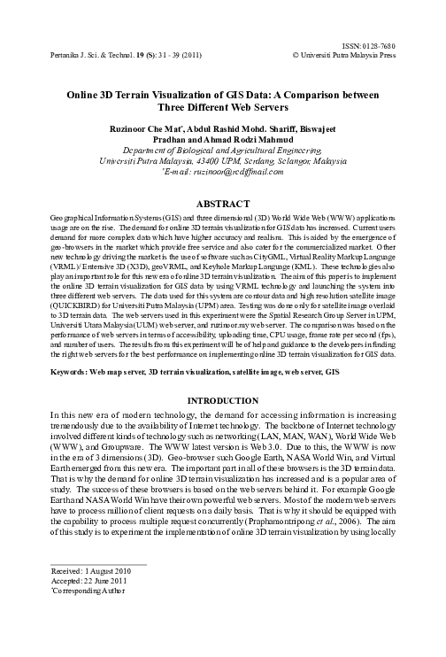 Pdf Online 3d Terrain Visualization Of Gis Data A Comparison Between Three Different Web Servers