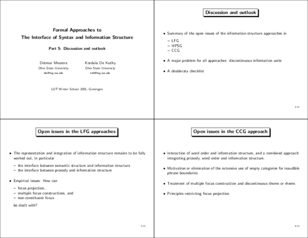 (PDF) Formal Approaches to The Interface of Syntax and Information ...