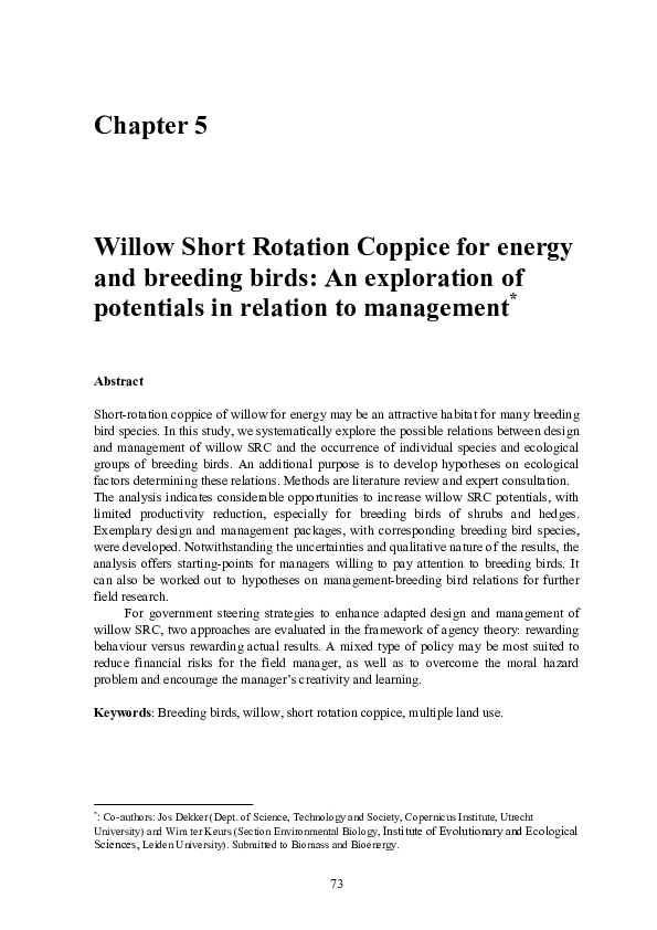 (PDF) Willow short-rotation coppice for energy and breeding birds: an ...
