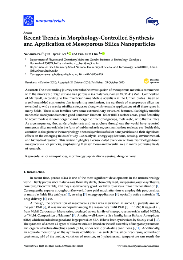 (PDF) Recent Trends in Morphology-Controlled Synthesis and Application of Mesoporous Silica ...