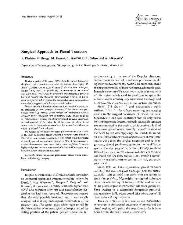 (PDF) Surgical approach to pineal tumours