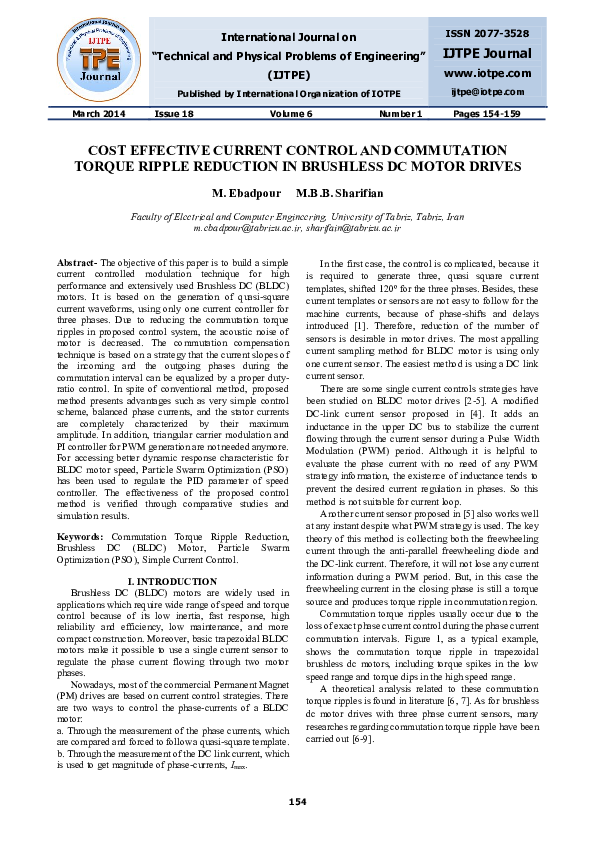(PDF) Cost Effective Current Control and Commutation Torque Ripple Reduction in Brushless DC ...