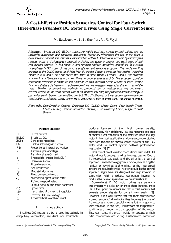 (PDF) A Simple position sensorless control strategy for four-switch three-phase brushless DC ...