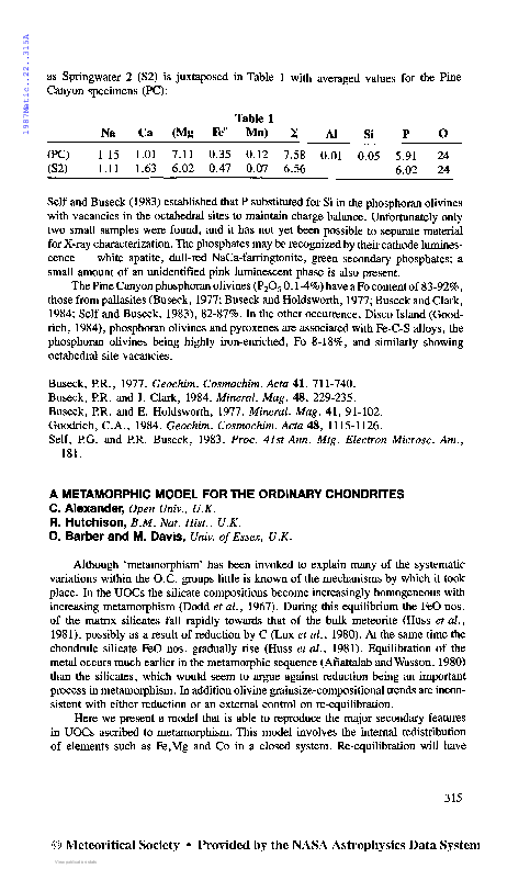 (PDF) A Metamorphic Model for the Ordinary Chondrites