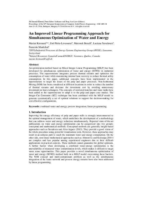 (PDF) An Improved Linear Programming Approach for Simultaneous ...