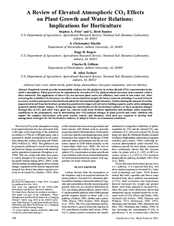 (PDF) A Review of Elevated Atmospheric CO2 Effects on Plant Growth and ...