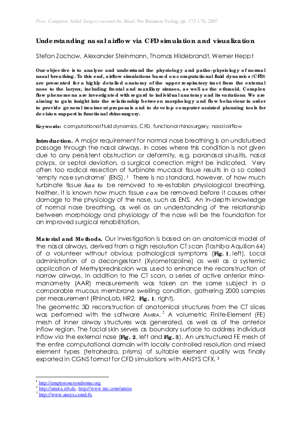 Pdf Understanding Nasal Airflow Via Cfd Simulation And Visualization