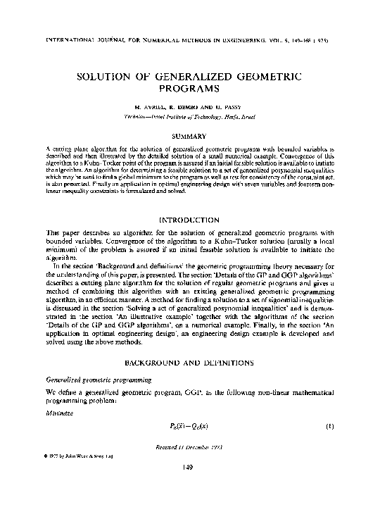 (PDF) Solution of generalized geometric programs