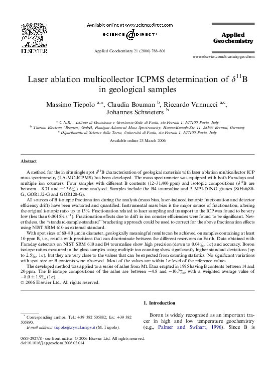 (PDF) In-situ single spot analysis of B isotope ratios by laser ...