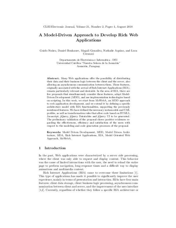 (PDF) A model-driven approach to develop rich web applications