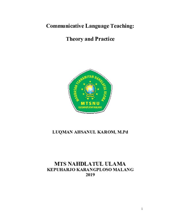 (PDF) Communicative Language Teaching: Theory and Practice
