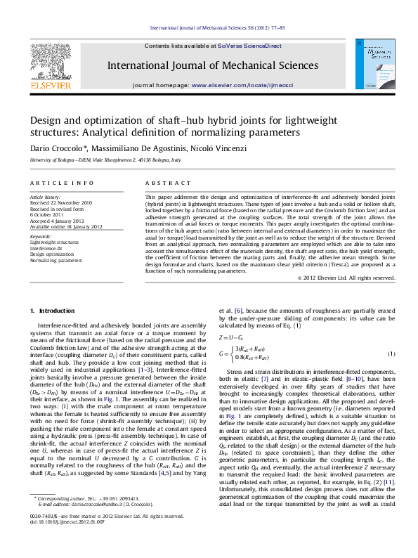 (PDF) Design and optimization of shaft–hub hybrid joints for ...