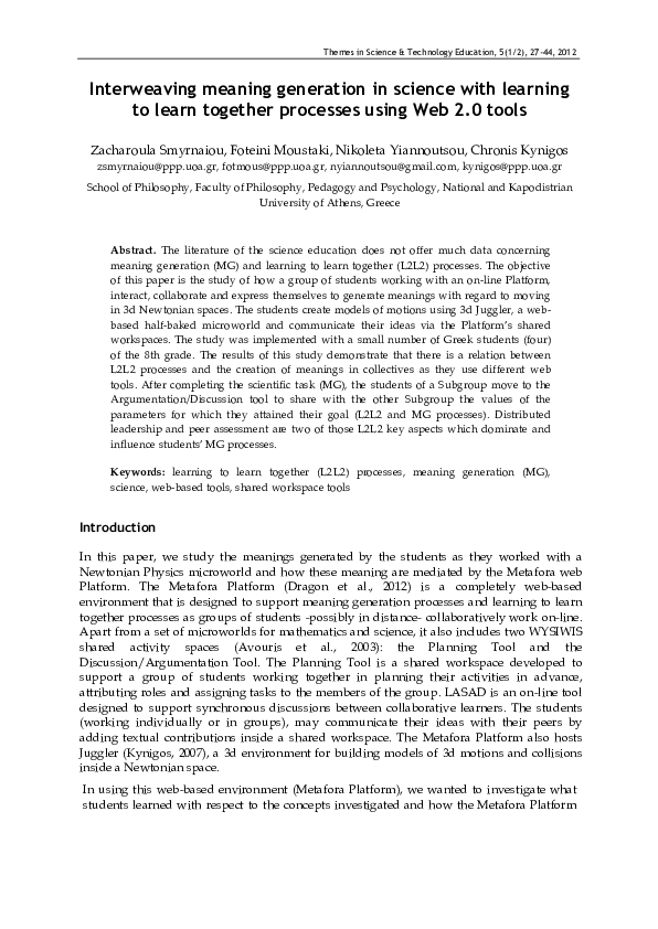(PDF) Interweaving meaning generation in science with learning to learn ...