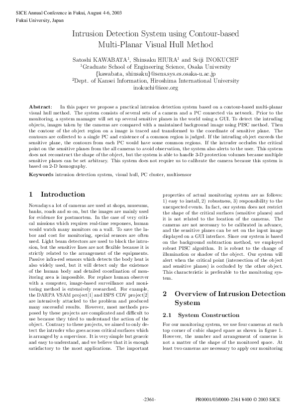 (PDF) Intrusion detection system using contour-based multi-planar visual hull method | Shinsaku ...