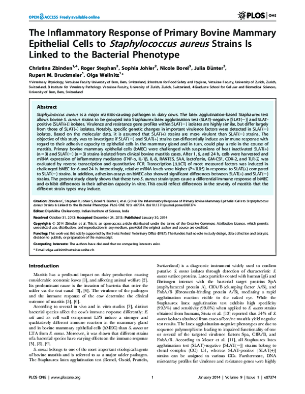 (PDF) The Inflammatory Response of Primary Bovine Mammary Epithelial ...