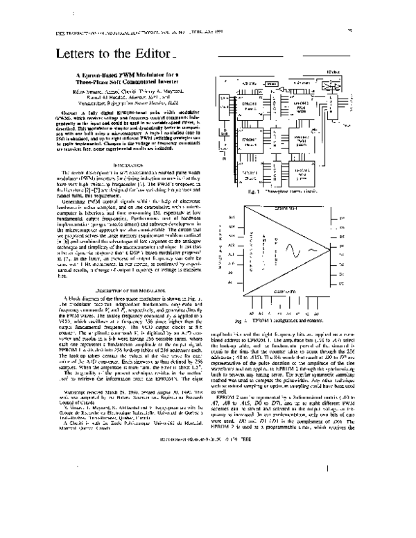 Pdf An Eprom Based Pwm Modulator For A Three Phase Soft Commutated