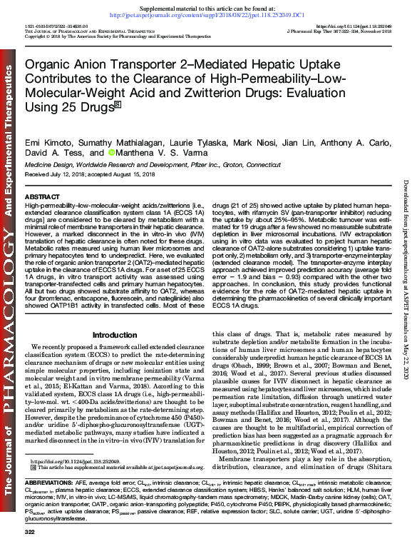 (PDF) Organic Anion Transporter 2–Mediated Hepatic Uptake Contributes ...