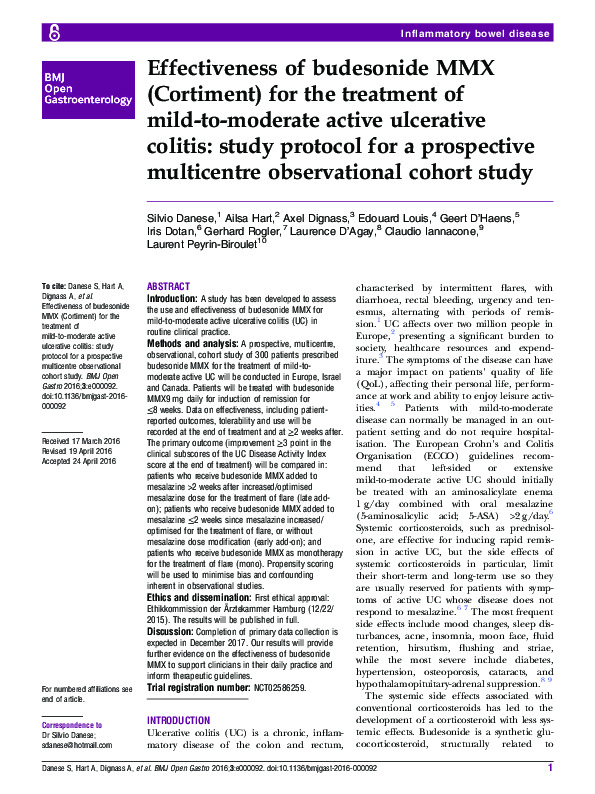 (PDF) Effectiveness of budesonide MMX (Cortiment) for the treatment of ...