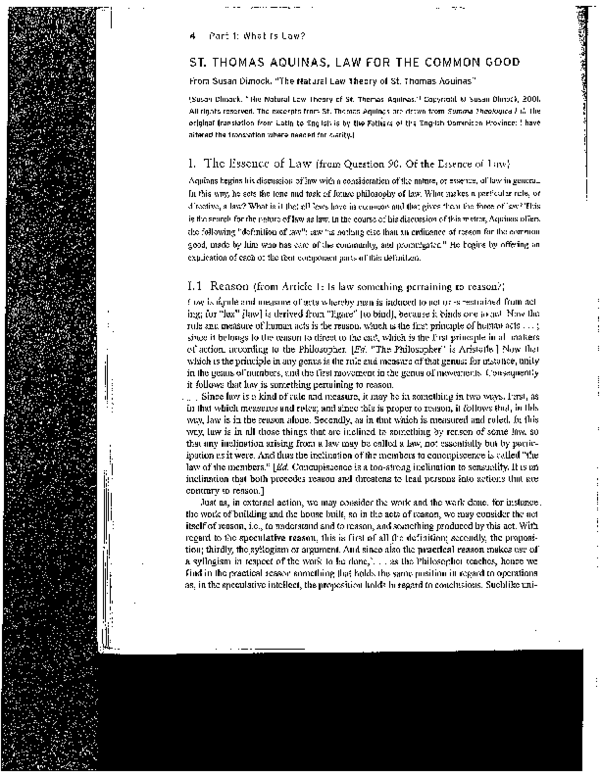 (PDF) St. Thomas Aquinas, Law for the Common Good