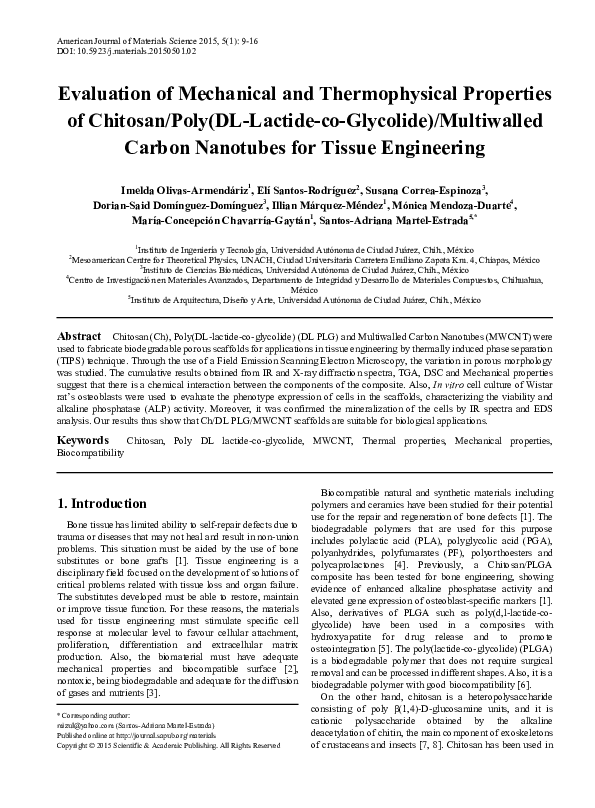 (PDF) Evaluation of Mechanical and Thermophysical Properties of Chitosan/Poly (DL-Lactide-co ...
